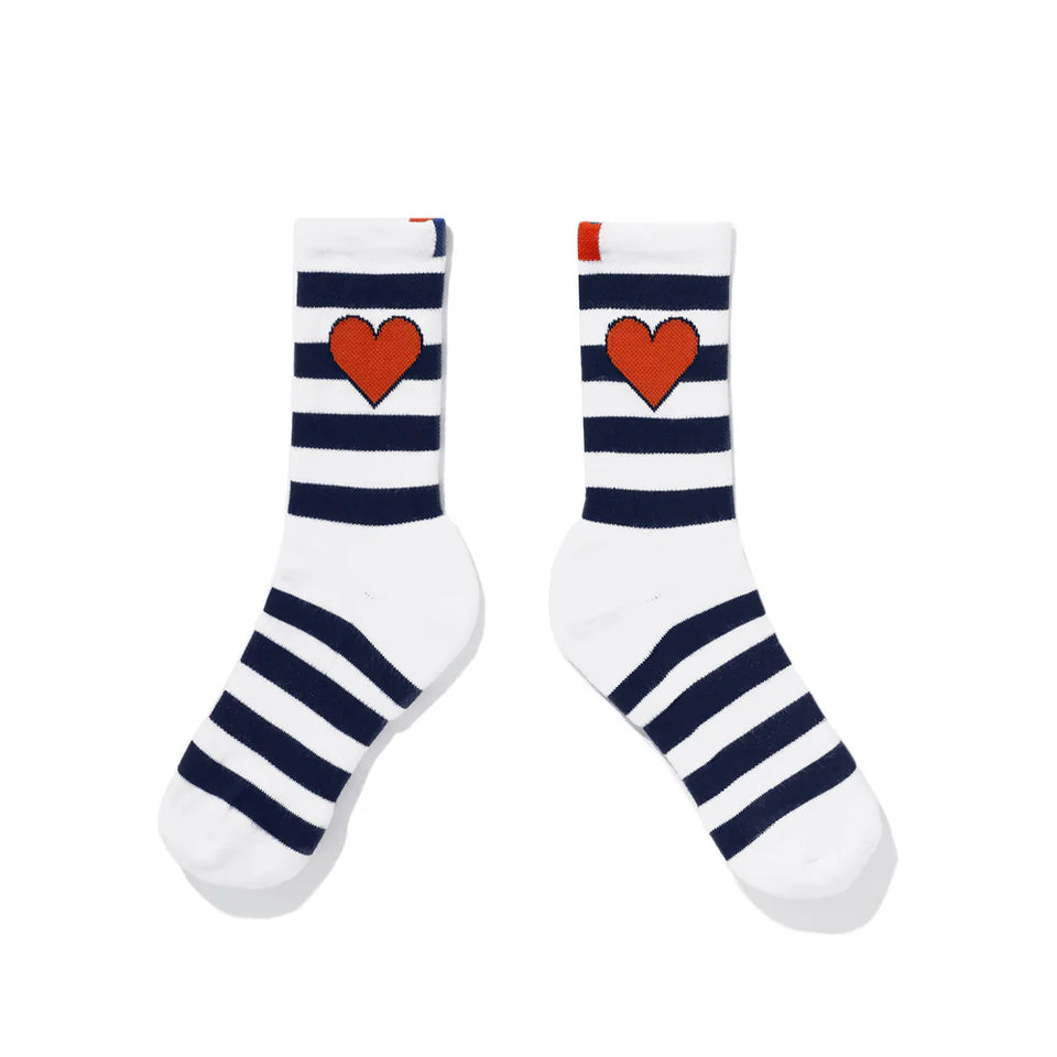 Kule Heart Rugby Socks in White/Navy | Shop Eleanor – Eleanor